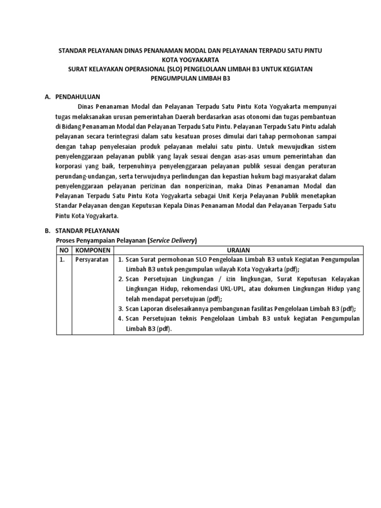 4.16. Surat Kelayakan Operasional (SLO) Pengelolaan Limbah B3 | PDF
