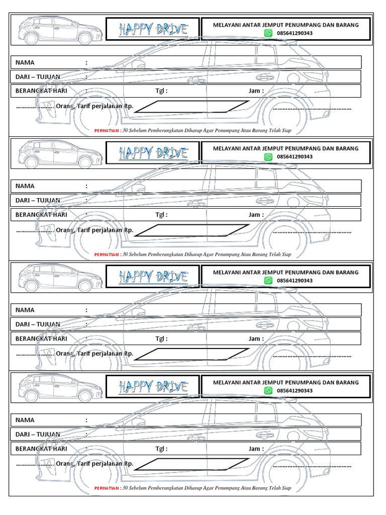 Nota Transportasi Antar Jemput Mobil | PDF