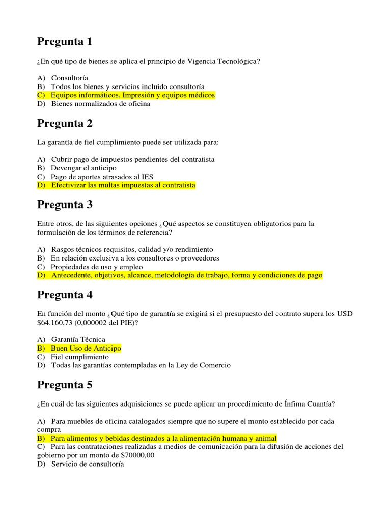 Cuestionario Sercop | PDF | Subasta | Presupuesto