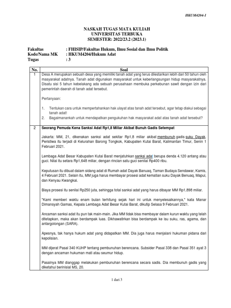 Soal Hkum4204 tmk3 1 | PDF