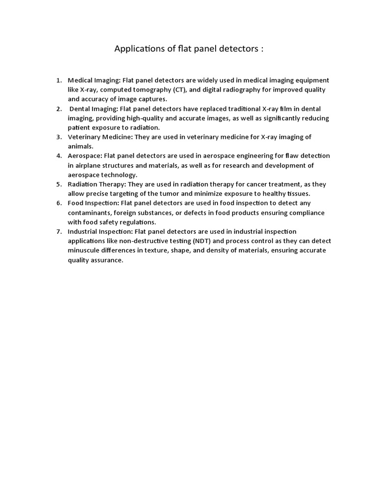 Applications of Flat Panel Detectors | PDF