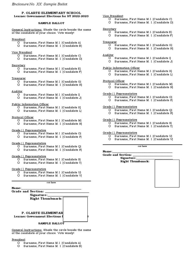 Enc.10 Sample-Ballot | PDF | Elections | Democracy