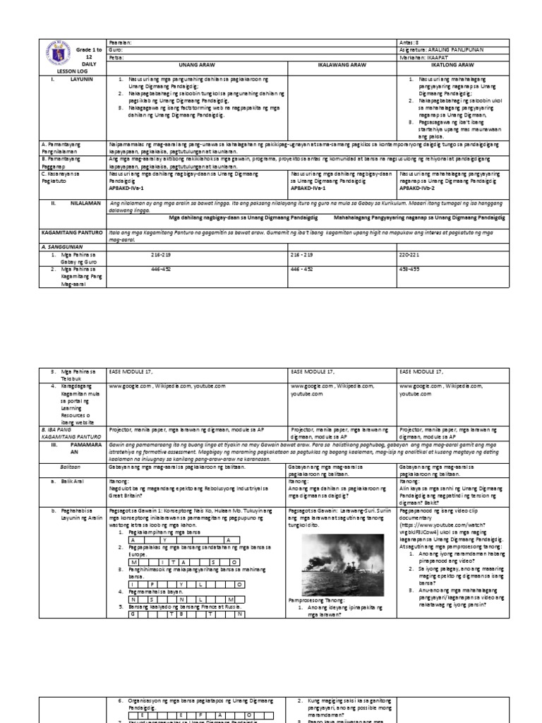 Grade 8 4th Grading DLL Araling Panlipunan | PDF