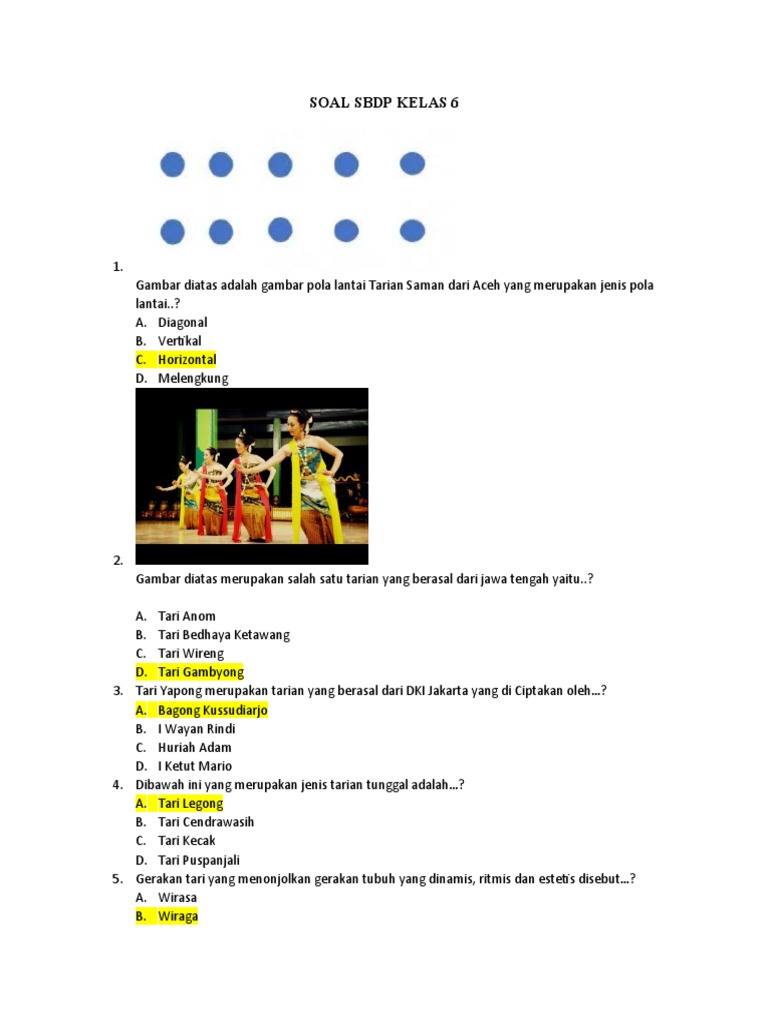 Soal SBDP Kelas 6 | PDF | Seni