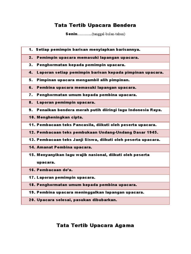 Tata Tertib Upacara Bendera | PDF