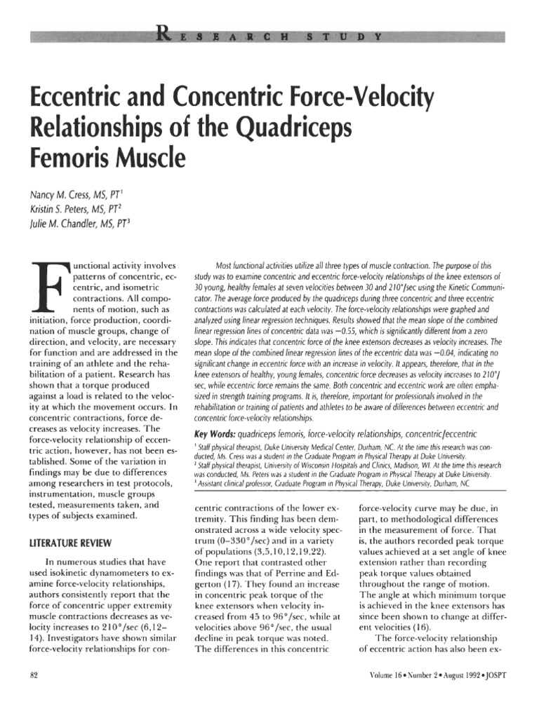 Eccentric and Concentric Force-Velocity Relationships of The Quadriceps ...