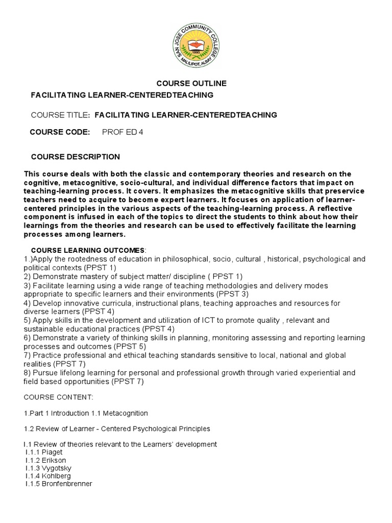 Facilitating Learners Centered Teaching | PDF | Learning | Behavioural Sciences