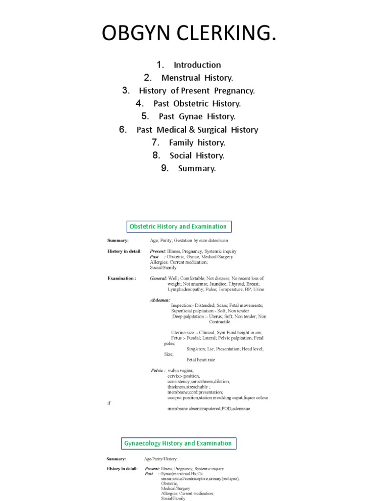ObGyn Clerkship | PDF | Pregnancy | Physical Examination