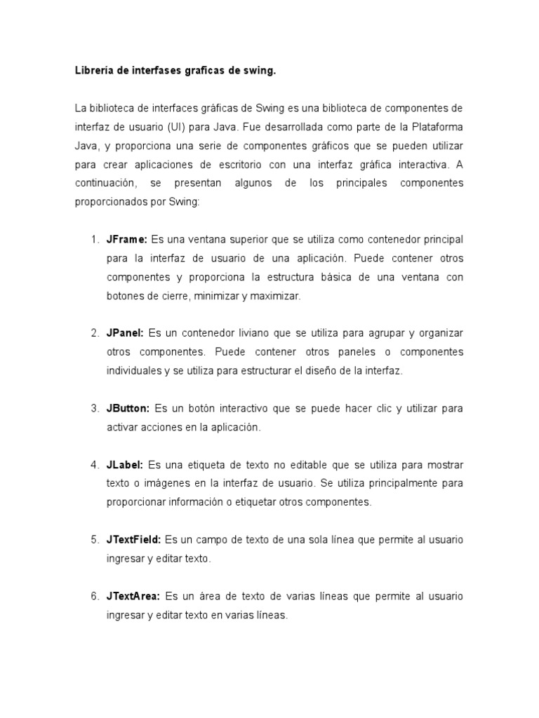 Librería De Interfases Graficas De Swing Pdf Interfaces Gráficas De Usuario Ventana 