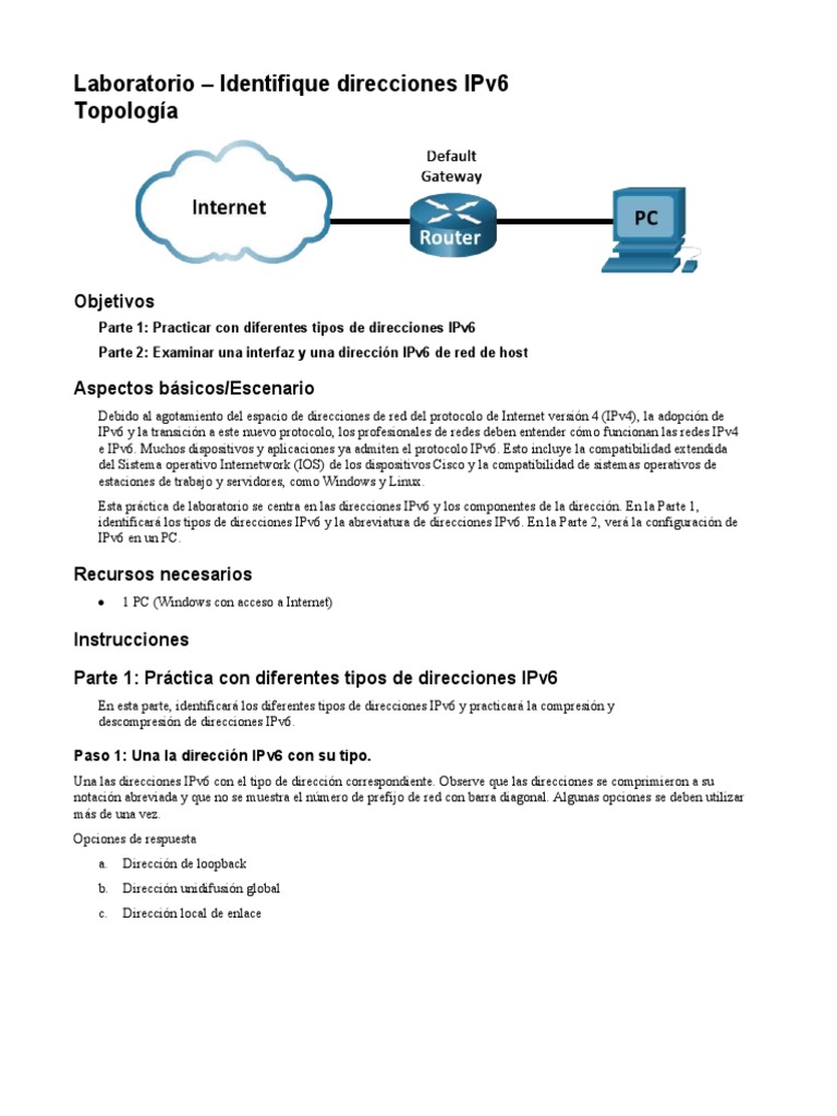 12 7 4 Lab Identify Ipv6 Addresses Es Xl Pdf Yo Pv6
