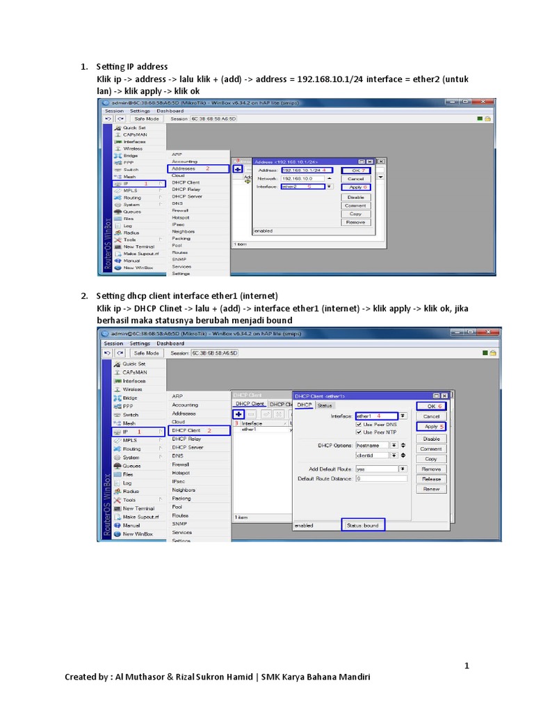 Setting MikroTik GUI | PDF