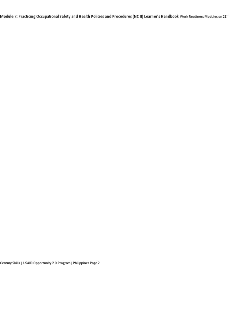 Module 7 - NC II - Practicing OSH Policies and Procedures - Final | PDF ...