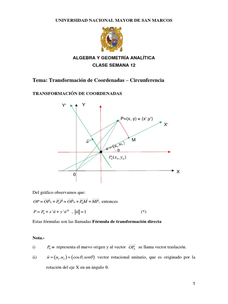 Transformación de Coordenadas: Circunferencia | PDF | Tangente | Ecuaciones