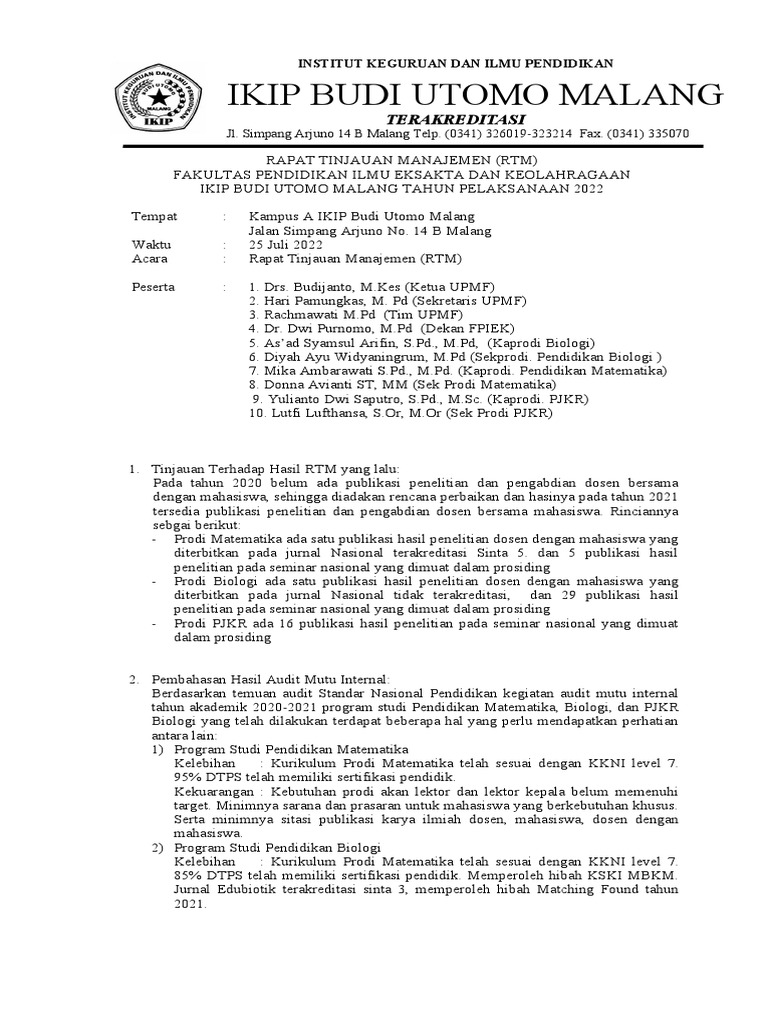 RTM Fpiek 29 Juli 2022 | PDF | Karier & Perkembangan