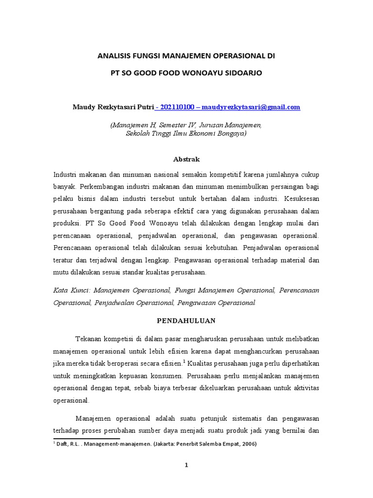 Jurnal Manajemen Operasional-Maudy | PDF