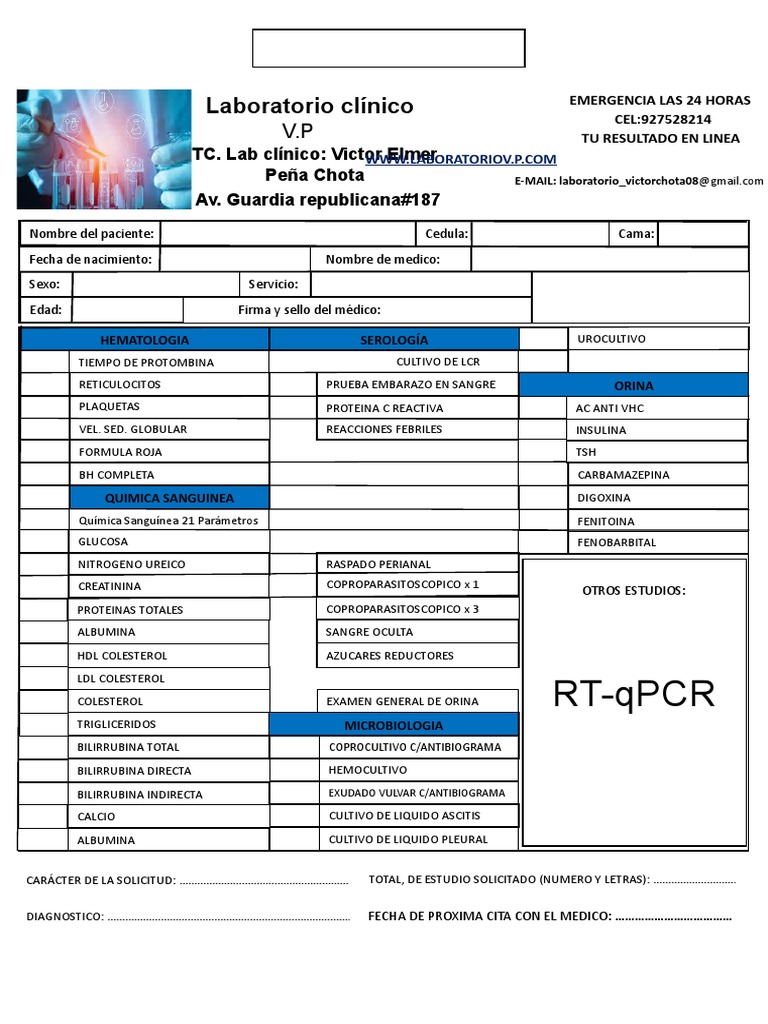 Solicitu de Analisis | PDF | Sangre | Fluidos corporales