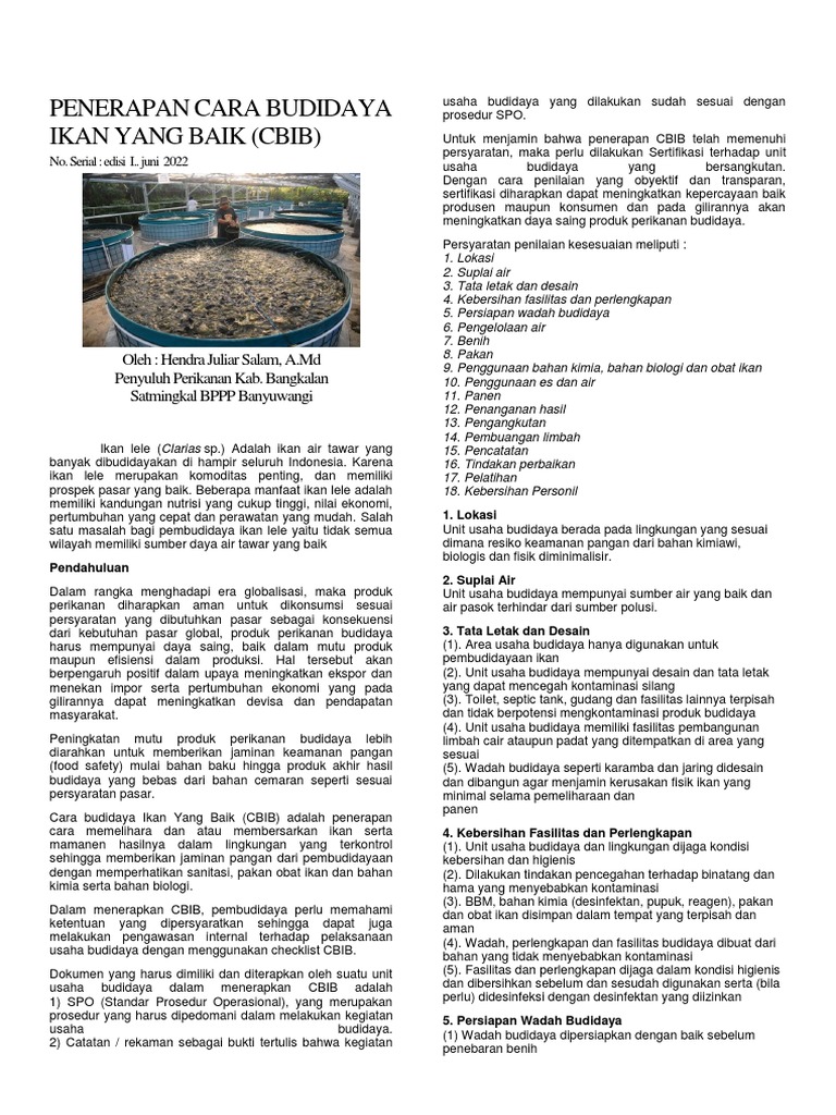 Penerapan Cara Budidaya Ikan Yang Baik | PDF