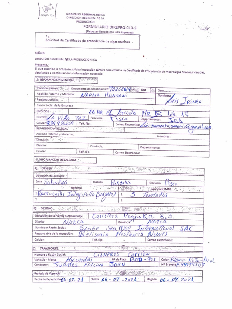 01 para Certificado de Procedencia | PDF