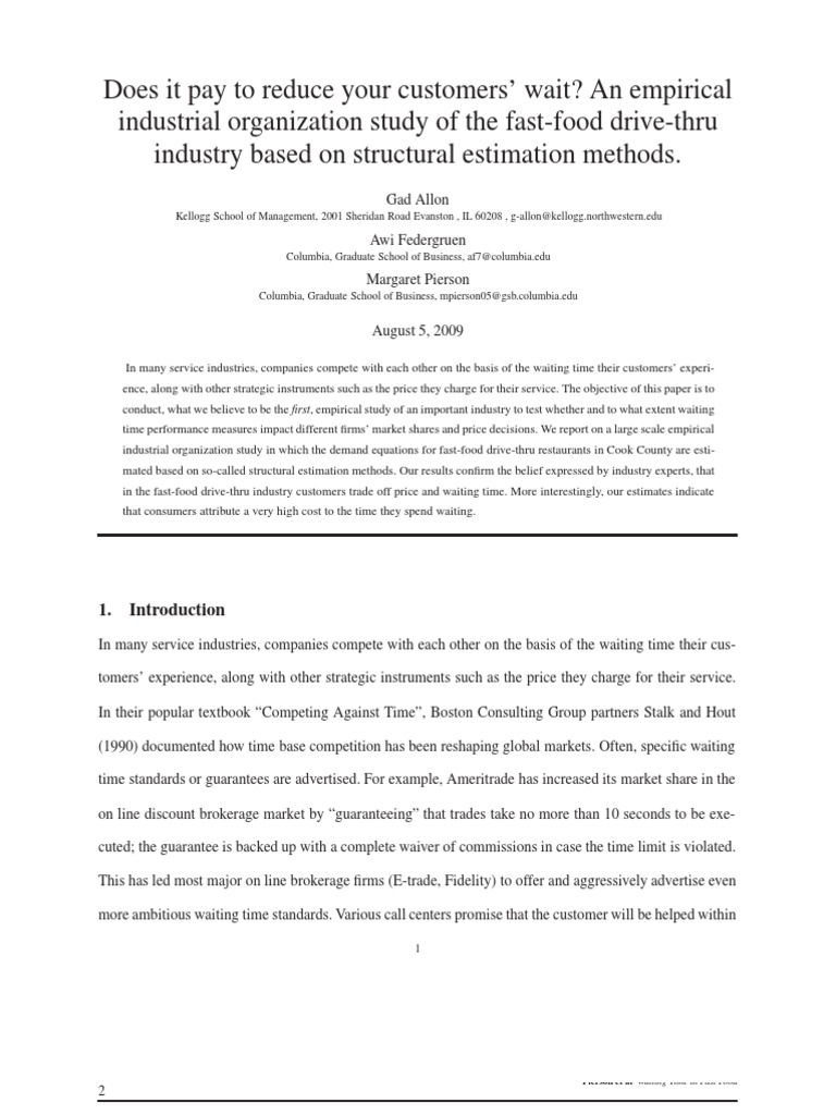 Fast Food Waiting Time | PDF | Fast Food Restaurants | Fast Food