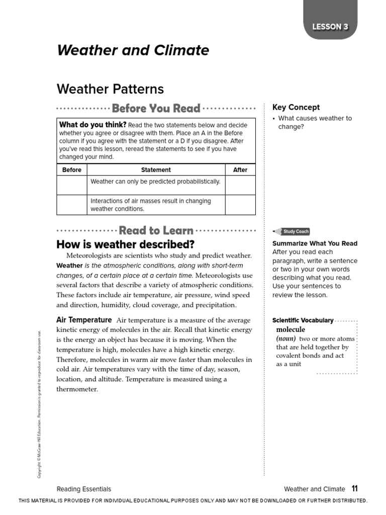 Lesson 3 Weather Patterns | PDF | Oceanic Climate | Precipitation