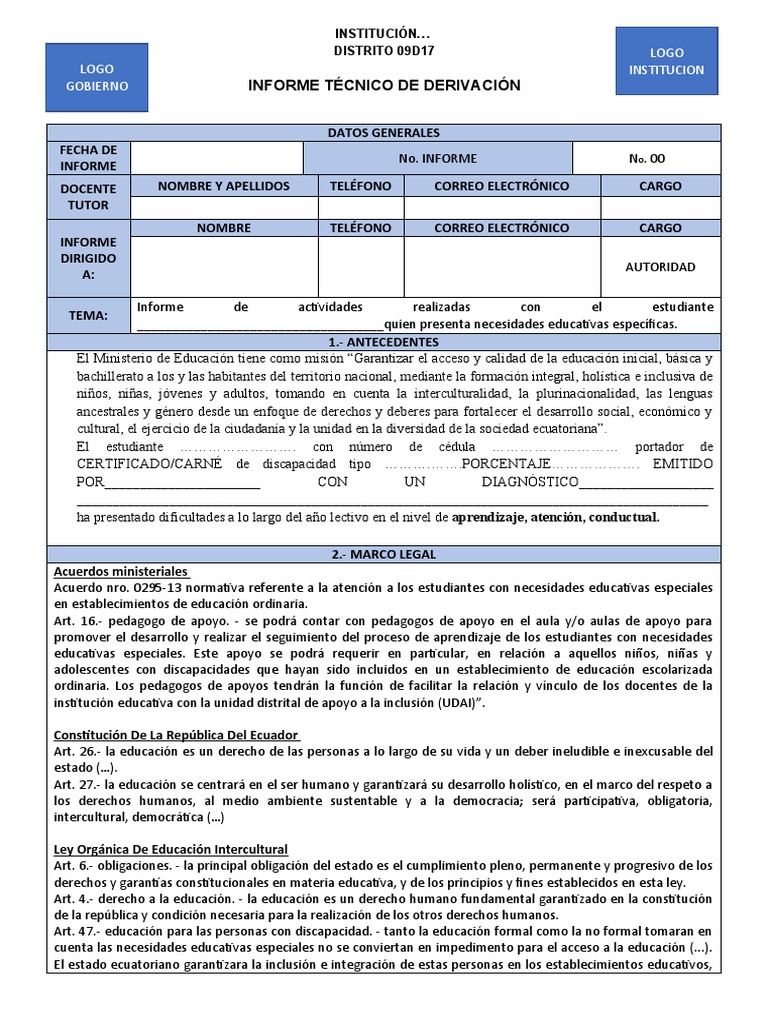 INFORME DE DERIVACIÓN | PDF