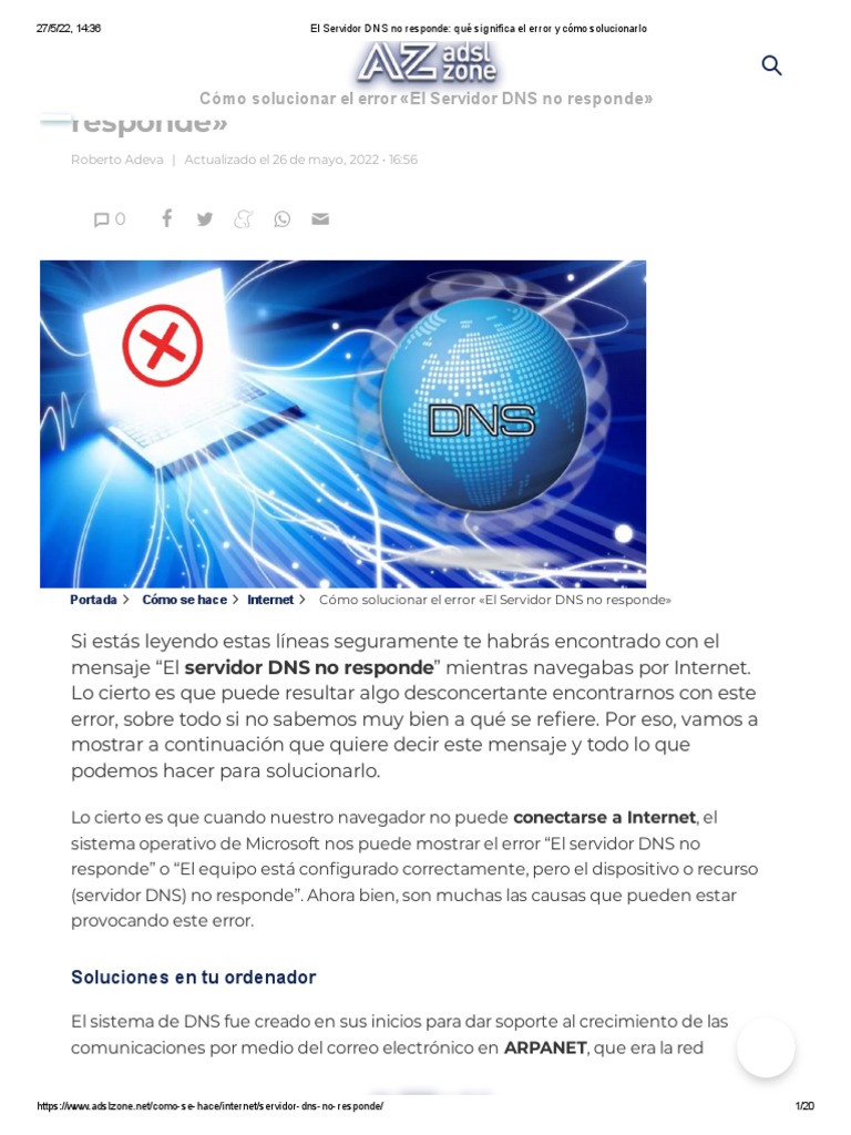 El Servidor DNS No Responde - Qué Significa El Error y Cómo Solucionarlo | PDF | Redes ...