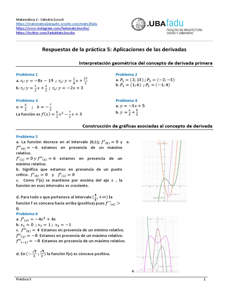 Práctica 4 - 2021 - Derivadas Respuestas | PDF | Derivado | Física Matemática