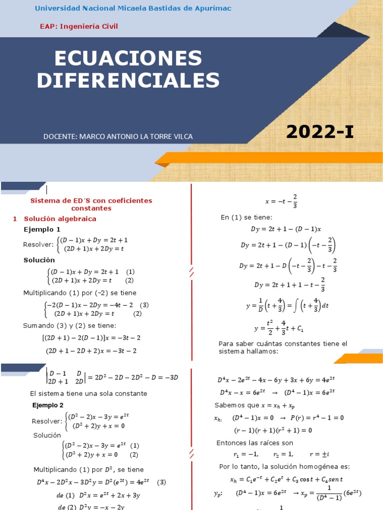 Sistema de Ecuaciones Diferenciales | PDF | Ecuaciones | Valores propios y vectores propios