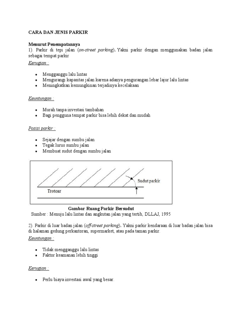 Jenis-Jenis Parkir dan Penjelasannya | PDF | Teknologi & Rekayasa