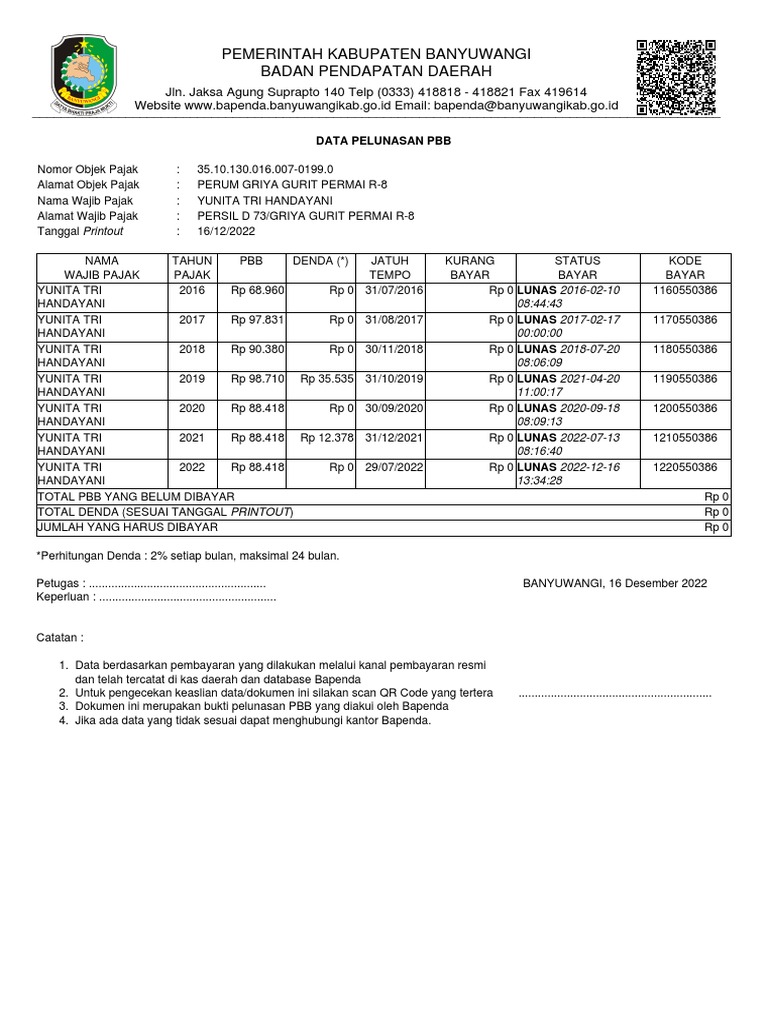 Data Tagihan PBB | PDF