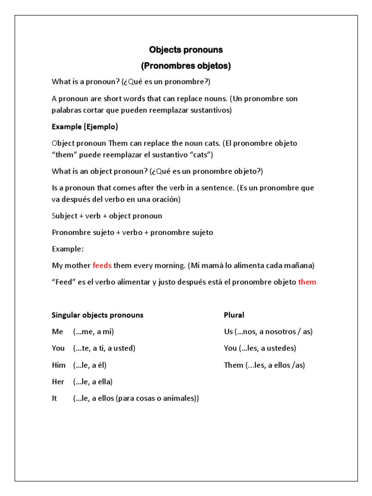 Guía de Pronombres Objeto en Inglés | PDF | Filosofía | Estudios de ...