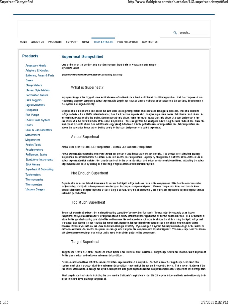 Understanding Target Superheat in HVAC | PDF | Air Conditioning | Humidity