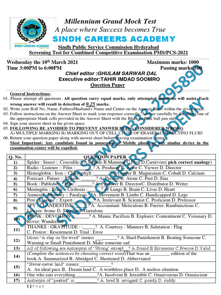 Complete 1000 MCQS SCA 2021 New-1 | PDF | Adverb | Khyber Pakhtunkhwa