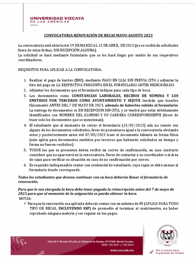 Comunicado de Becas | PDF