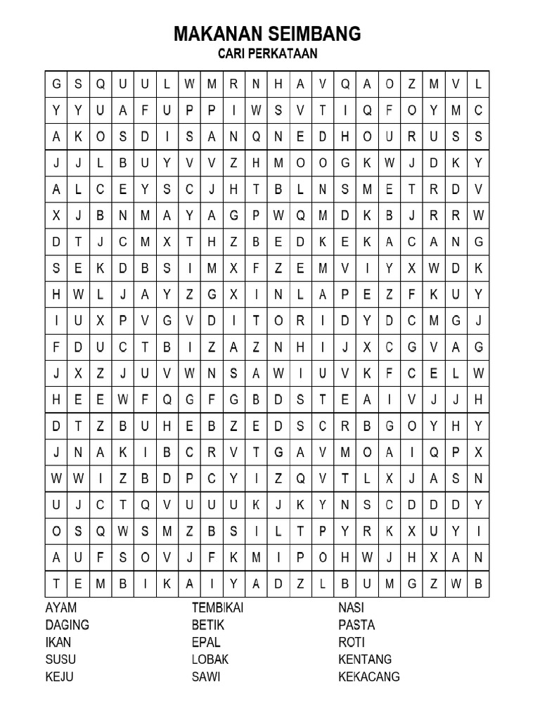 Cari Perkataan Makanan | PDF