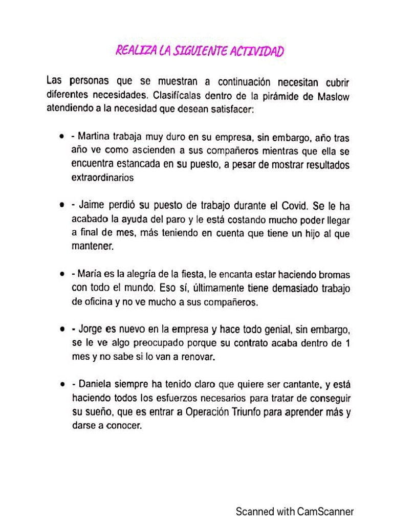 ACTIVIDAD Pirámide de Maslow | PDF