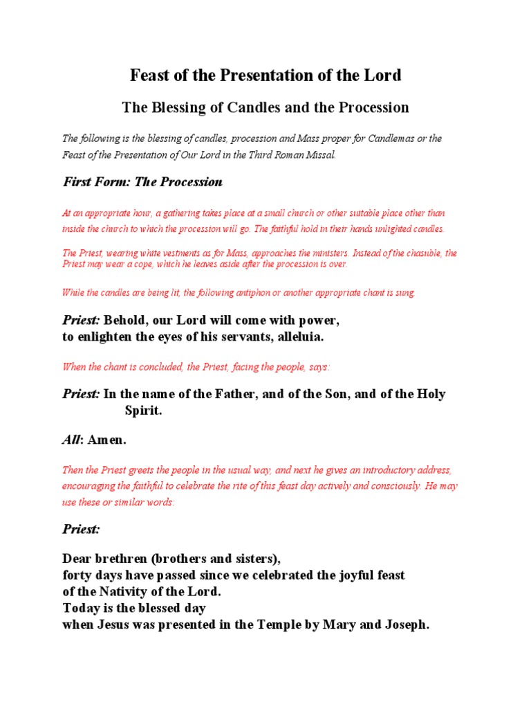 Feast of The Presentation of The Lord | PDF | Mass (Liturgy ...