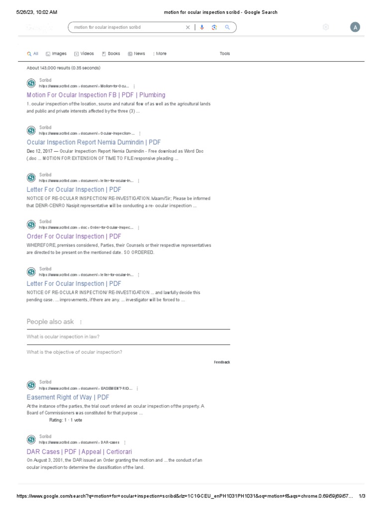 Motion For Ocular Inspection Scribd - Google Search | PDF | Scribd | Judiciaries