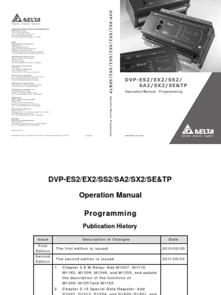 .CLP Delta - DVP-ES2 - EX2 - SS2 - SA2 - SX2 - SE&TP-Program - O - EN - 20130222 EDITADO | PDF ...