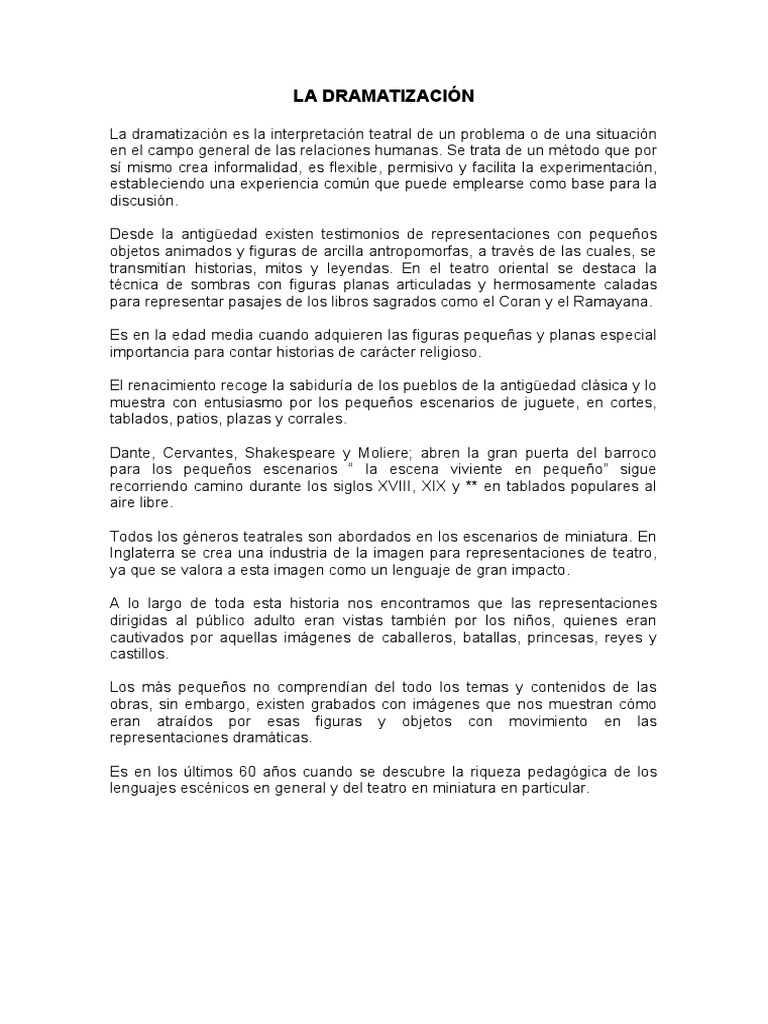 La Dramatización | PDF | Monólogo | Teatro