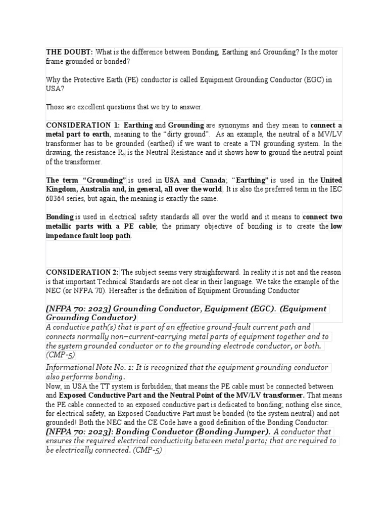 Grounding Vs Bonding | PDF | Wire | Materials
