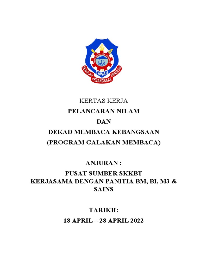 Kertas Kerja Pelancaran Nilam & Dekad Membaca Kebangsaan | PDF