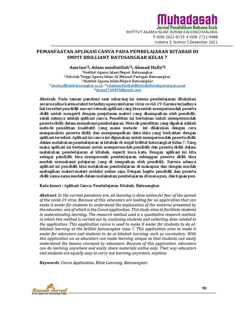 Admin, 2) PEMANFAATAN APLIKASI CANVA PADA PEMBELAJARAN KITABAH DI SMPIT BRILLIANT BATUSANGKAR ...