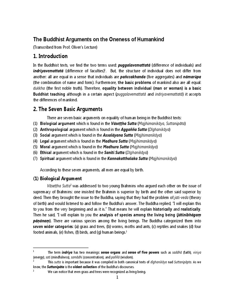 03 Oliver The Buddhist Arguments On The Oneness of Humankind | PDF ...