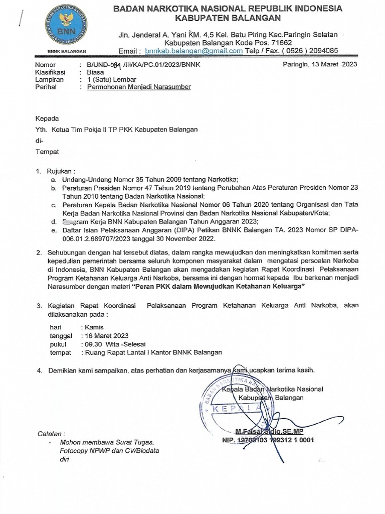 Surat Undangan PKK | PDF