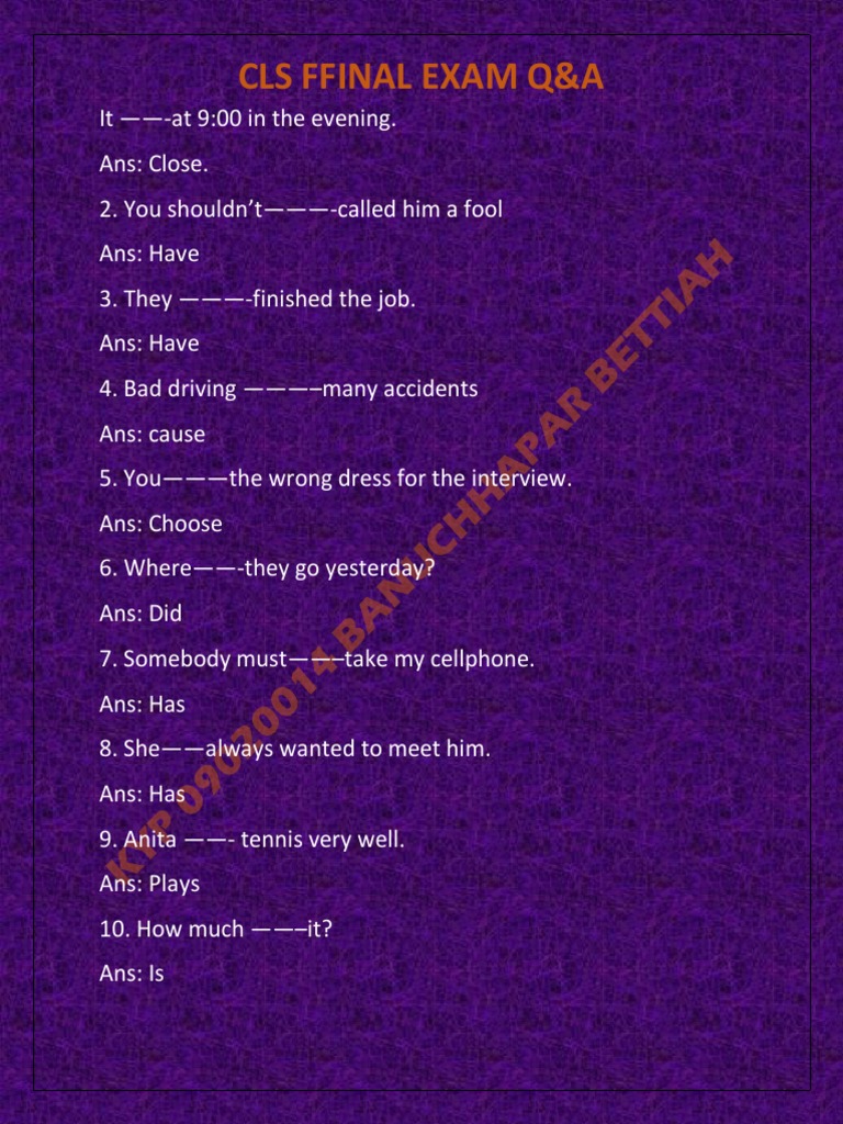 CLS Final Exam Q&a | PDF