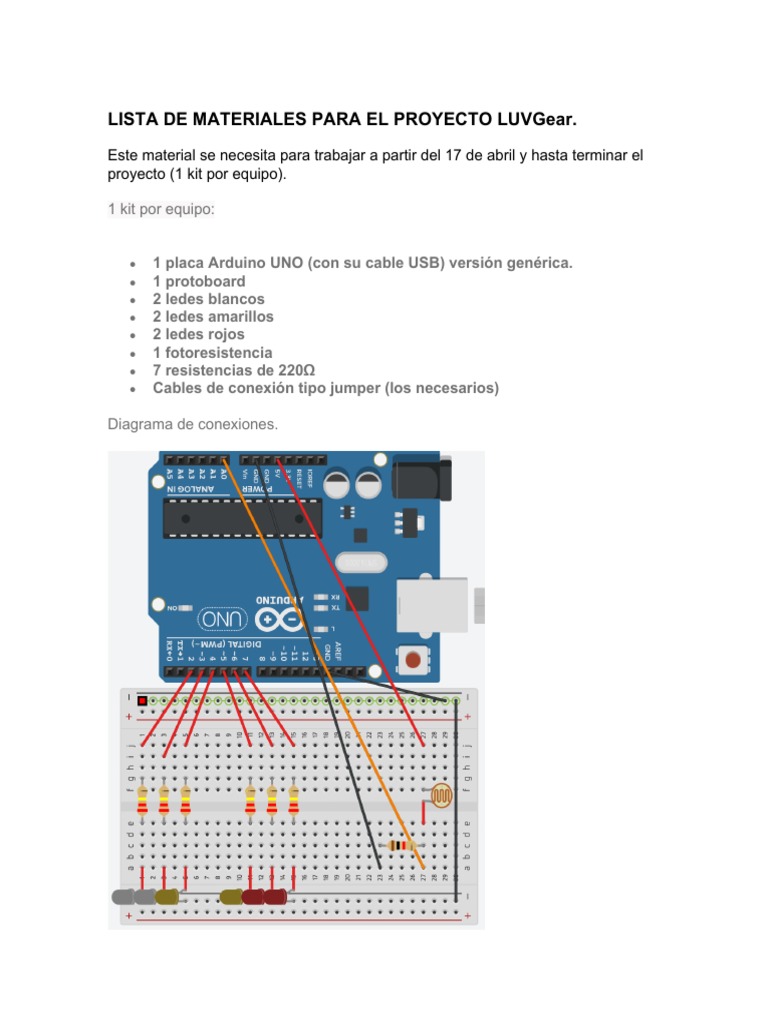 Codigo y Materiales para Un Medidor de Luz en Arduino UNO | PDF ...