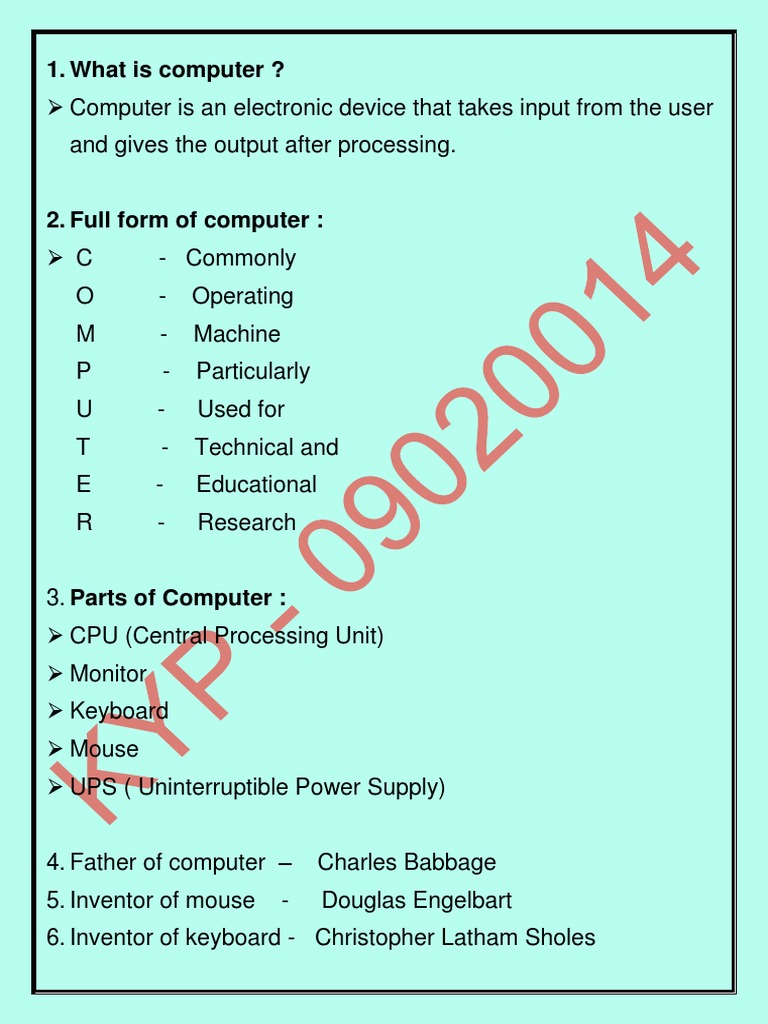 Computer Notes | PDF | Microsoft Excel | Operating System