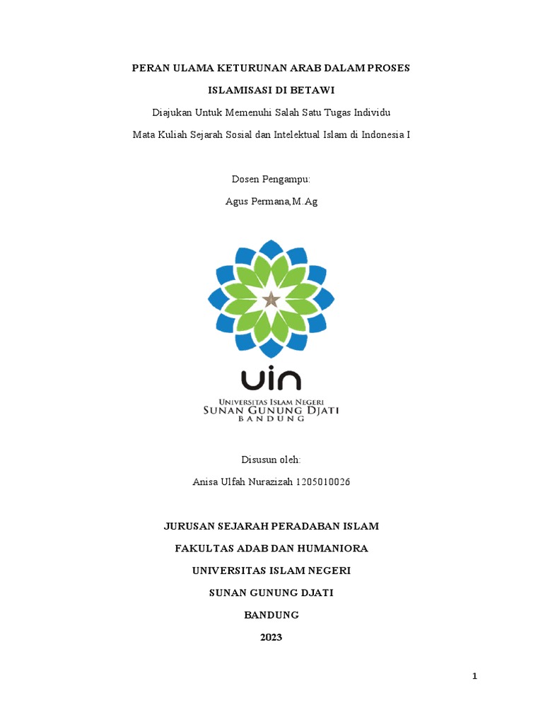 Anisa Ulfah Nurazizah - Peran Ulama Arab Dalam Proses Islamisasi Di ...