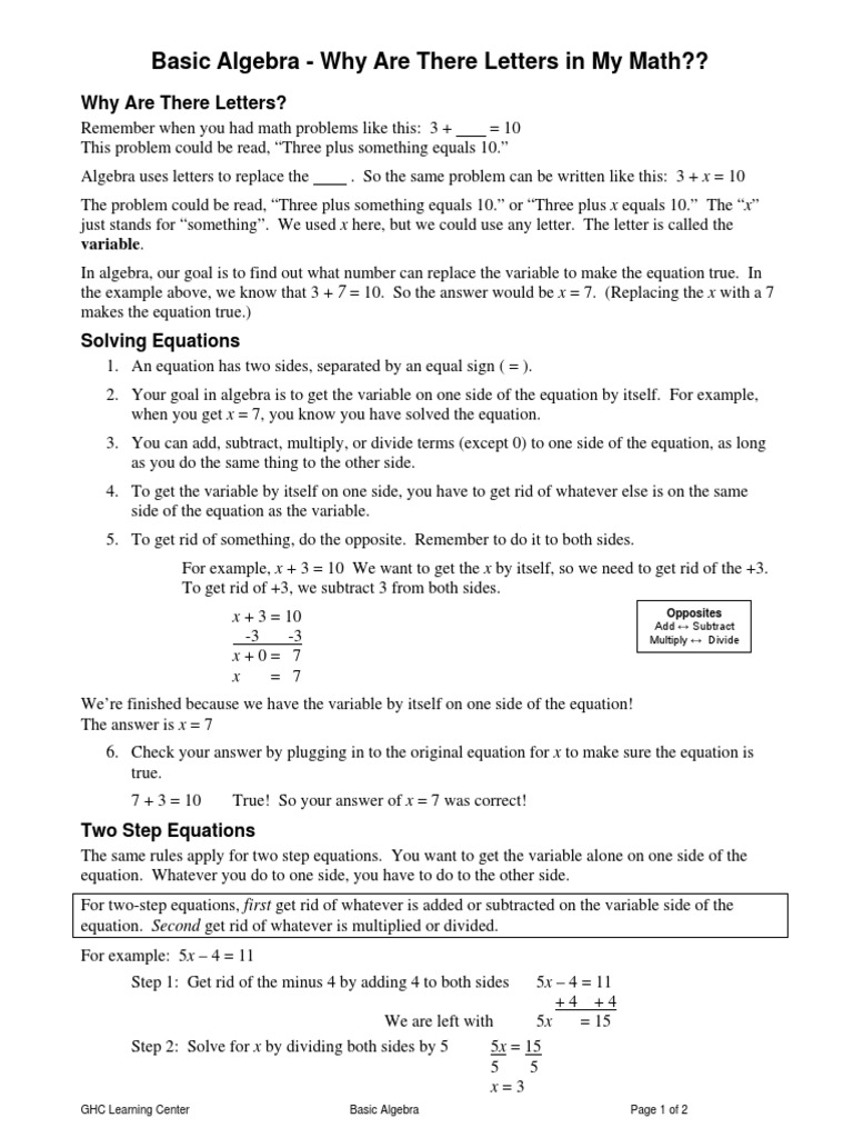 Basic Algebra | PDF | Equations | Mathematics